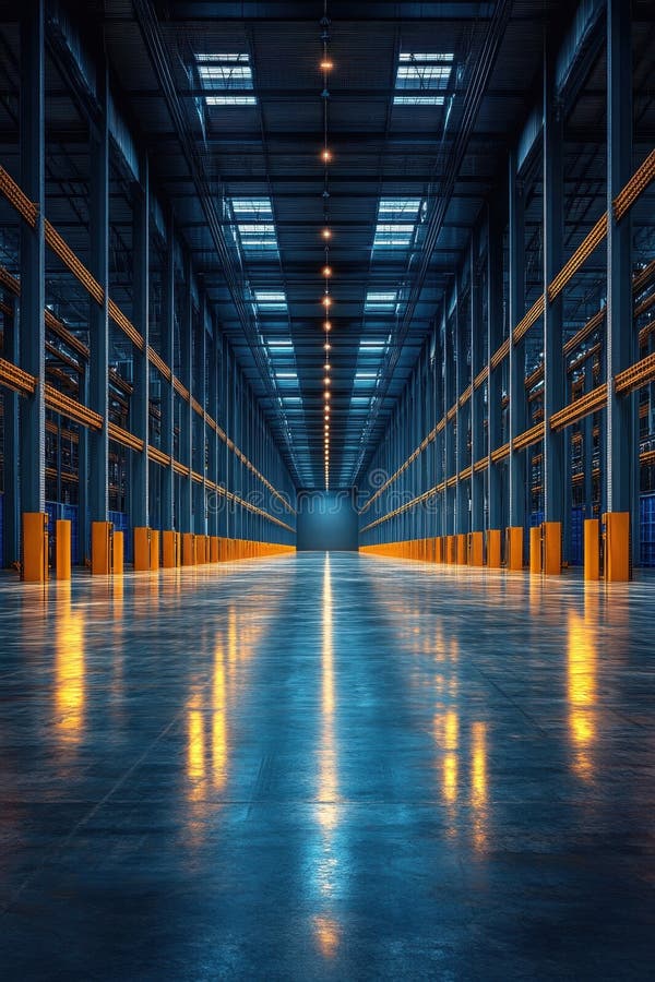 Large Warehouse of Logistics Center with High Racking. Large Warehouse ...