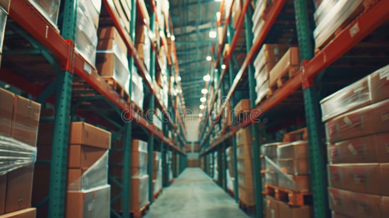 A Large Warehouse with Many Boxes, Suitable for Logistics and Storage ...