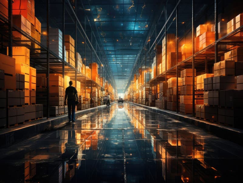 A Large Warehouse with Multiple Stacks of Boxes, Parcels, and ...