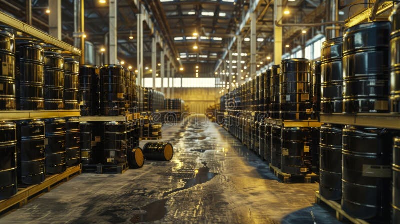 Warehouse Full Filled with Barrels Stock Photo - Image of loads, large ...