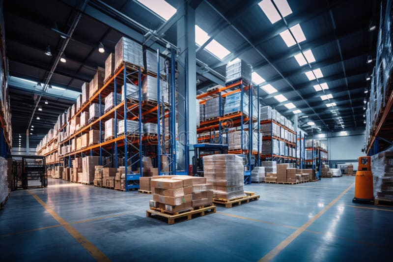 Large Warehouse with Pallet Racks, Industrial Storage Solutions Stock ...