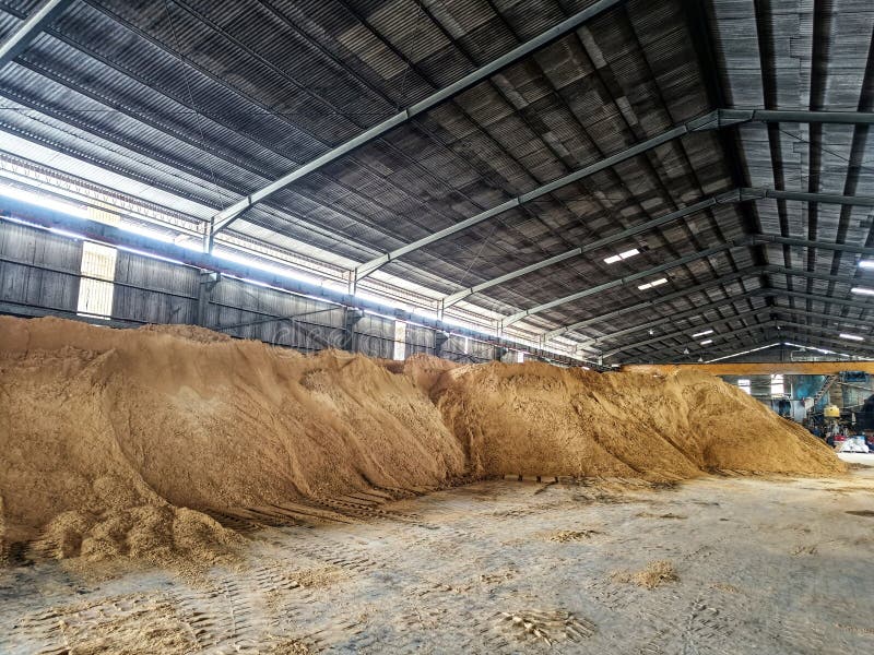 Large Warehouse with Piles of Sand for Industrial Use Stock Photo ...