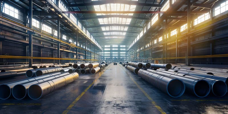A Large Warehouse with Pipes and Tubes Stock Photo - Image of pipes ...
