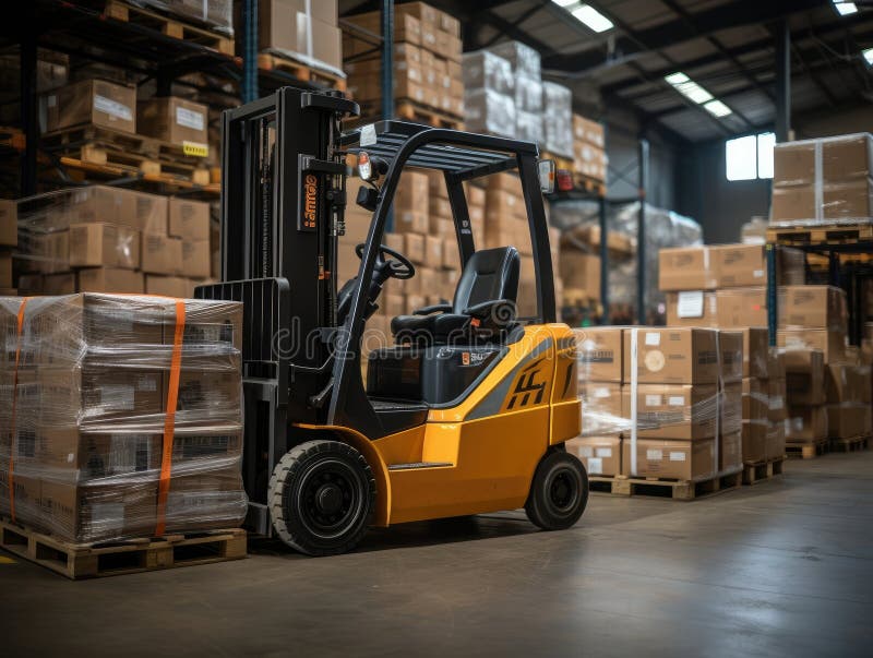 A Large Warehouse with Rows of Multiple Stacks of Boxes and Merchandise ...