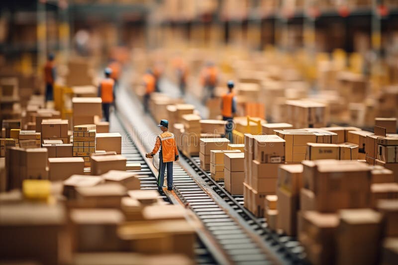 A Large Warehouse with Rows of Multiple Stacks of Boxes and Merchandise ...