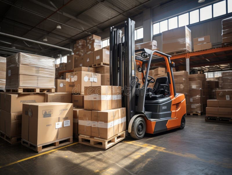 A Large Warehouse with Rows of Multiple Stacks of Boxes and Merchandise ...