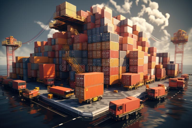 A Large Warehouse with Rows of Multiple Stacks of Boxes and Merchandise ...