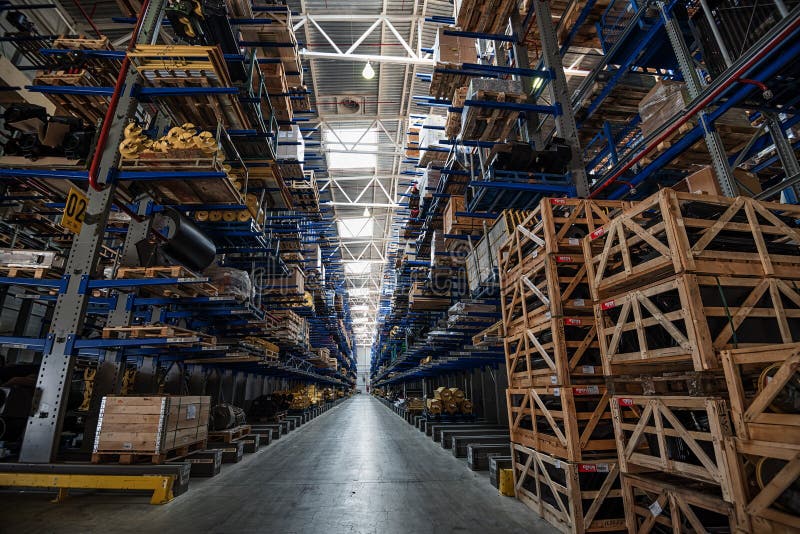 Large Warehouse with Tiered Storage Stock Photo - Image of logistic ...