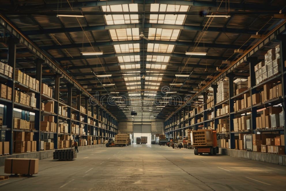 Large Warehouse View Inside. Warehouse Cargo Delivery Stock ...