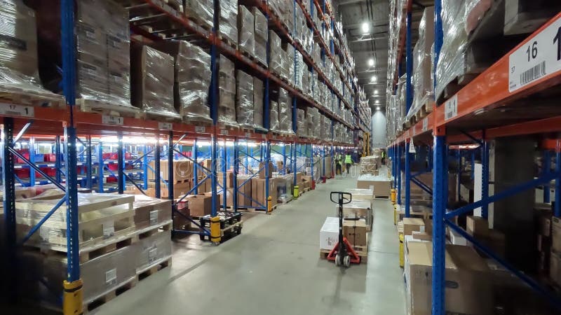 Large Modern Warehouse Timelapse. Workers Work in the Warehouse General ...