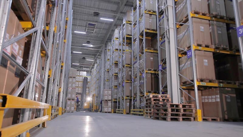 Large Warehouse Workflow, Warehouse Equipment at Work, Workers in a ...