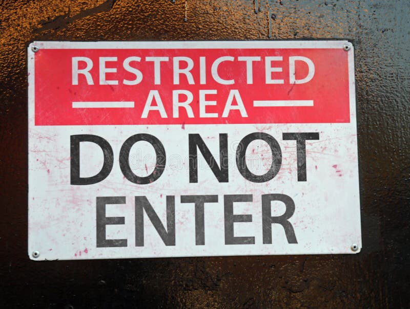 Large Warning Text RESTRICTED AREA DO NOT ENTER Stock Photo - Image of ...