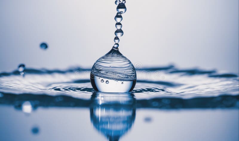 A Large Water Drop Falls into a Still Pool of Water, Creating a Ripple ...