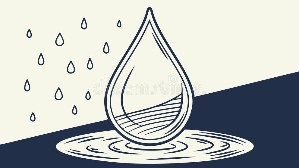 Large Water Drop with Many Falling Small Drops. Purity, Hydration ...