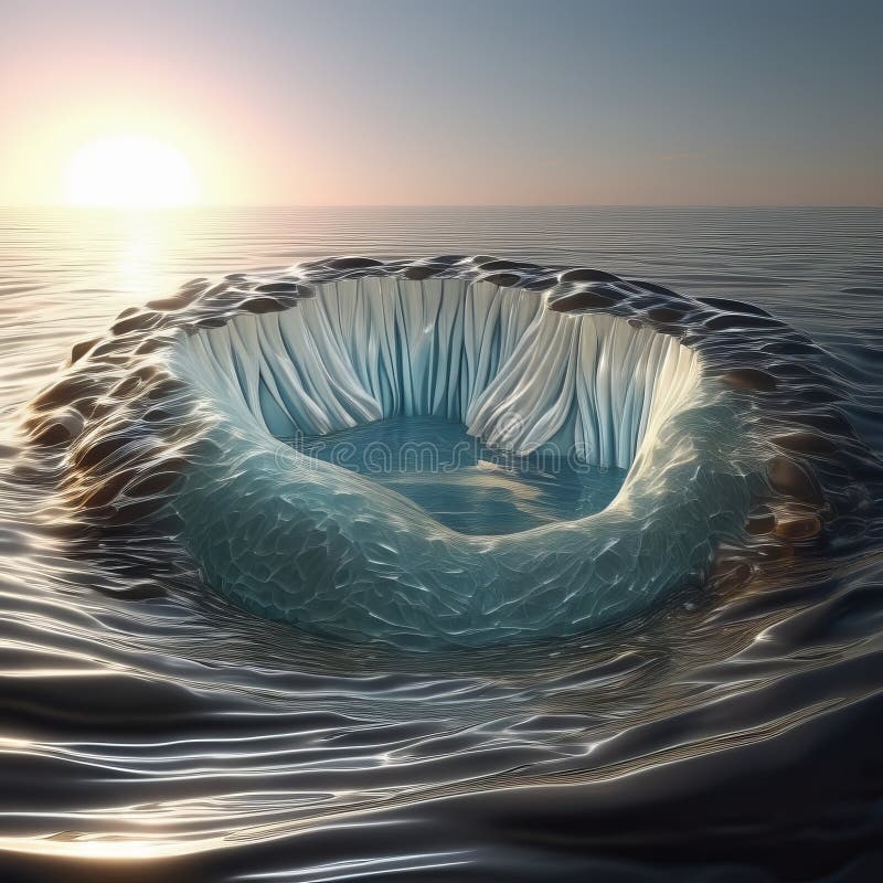 A Large Water Drop with Waves. Wave Ripples and Stock Illustration ...