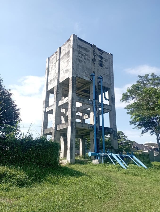 Large Water Tower from Cement Box Stock Photo - Image of large, tower ...