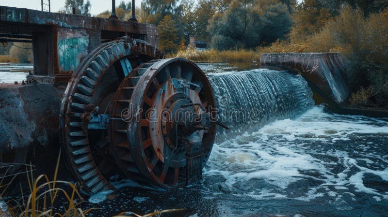 A Large Water Wheel in the Middle of a River. Perfect for Environmental ...
