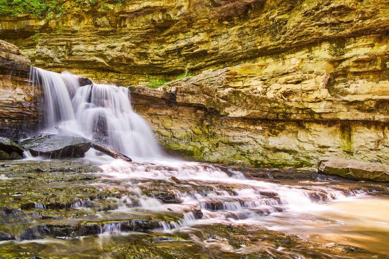 Large Waterfall with Cascading Falls Creating Gorge in Canyon of Rock ...