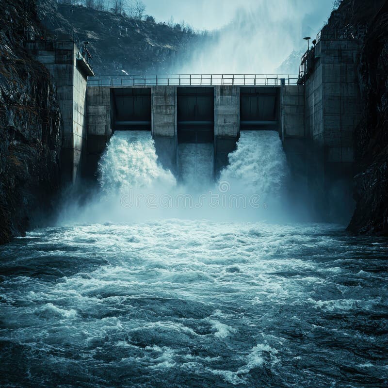 Large Waterfall Cascading Over Rocks with a Bridge Spanning Across the ...