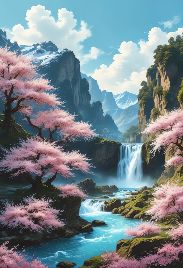 A Large Waterfall Coming from a High Cliff, Small Water Source, Cold ...