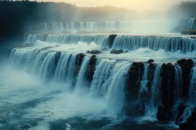 A Large Waterfall with Flowing Water and Rocky Surroundings Stock Image ...