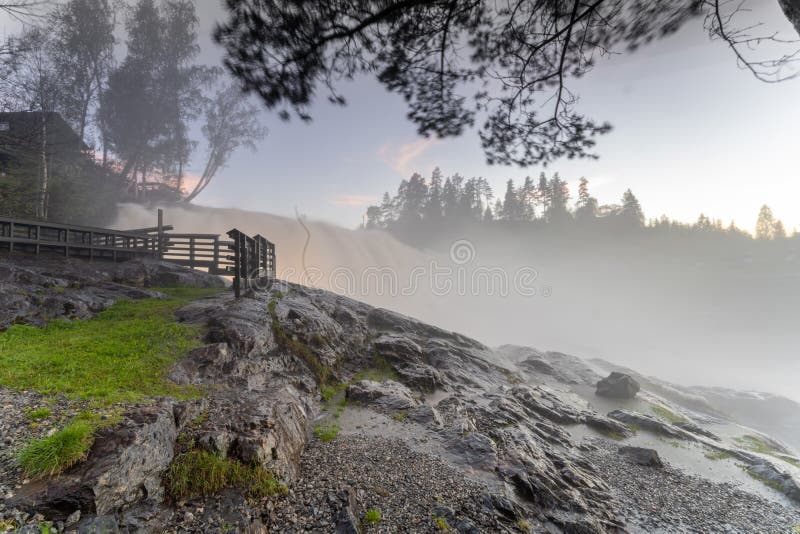 Large Waterfall after Heavy Rainfall Stock Photo - Image of national ...