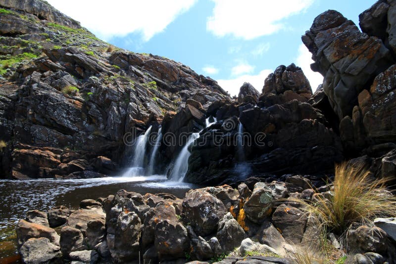 A Large Waterfall Over a Rocky Cliff on Kangaroo Island Stock Image ...