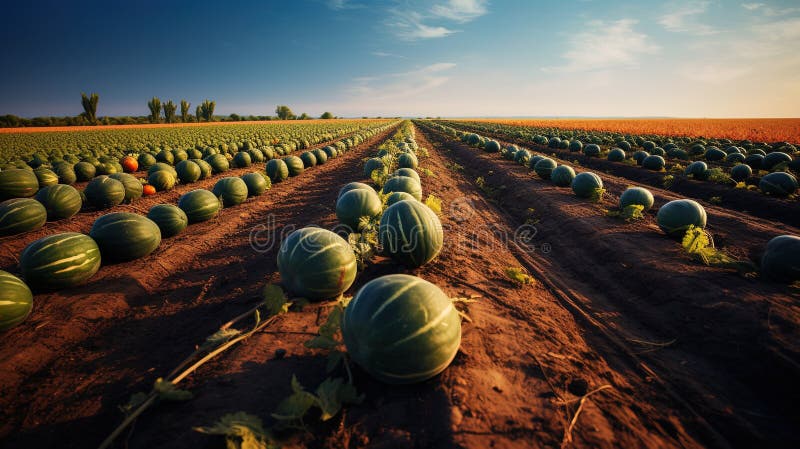 A large watermelon field stock illustration. Illustration of watermelon ...