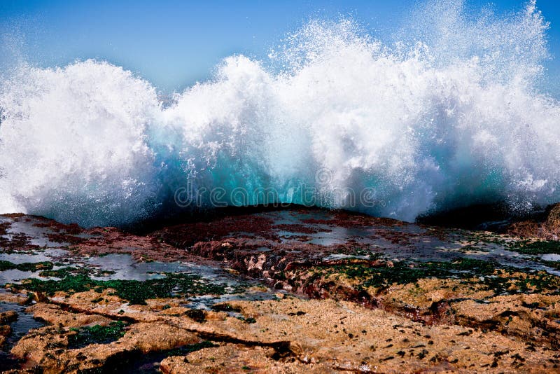 Large Wave Breaking Against the Shore Stock Image - Image of wild ...