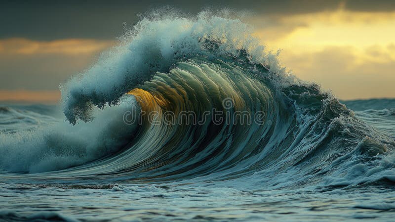 A Large Wave Breaking in the Middle of the Ocean Stock Image - Image of ...