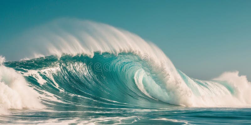 A Large Wave Crashes in the Ocean on a Sunny Day. Stock Illustration ...