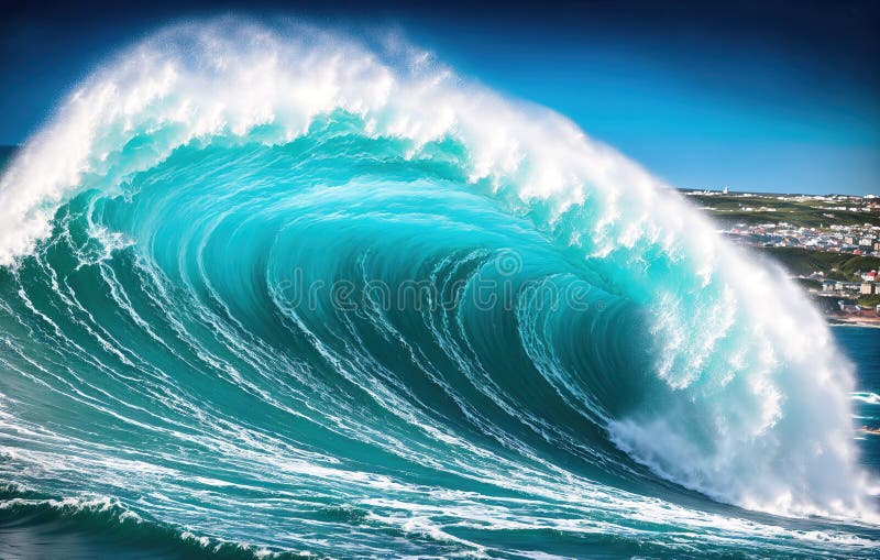 A Large Wave Crashing Against the Shore. Stock Image - Image of water ...