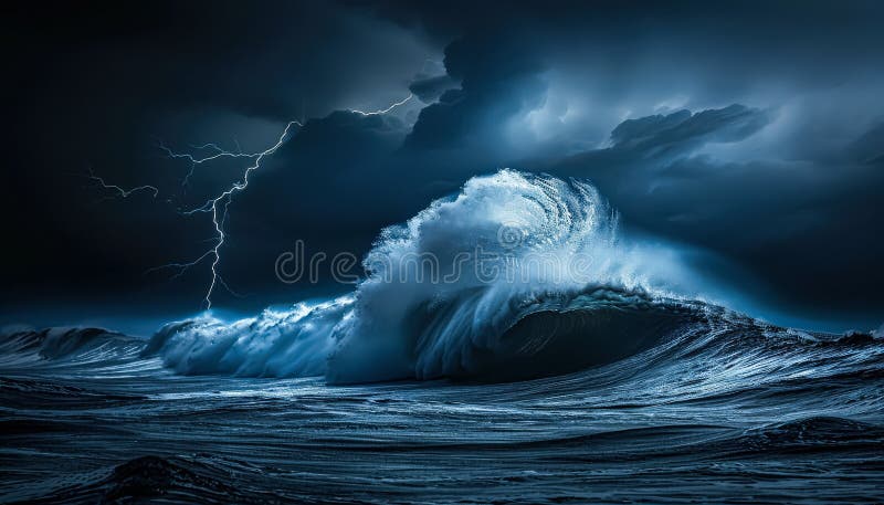 Large Wave is Crashing into the Shore Stock Photo - Image of grey ...