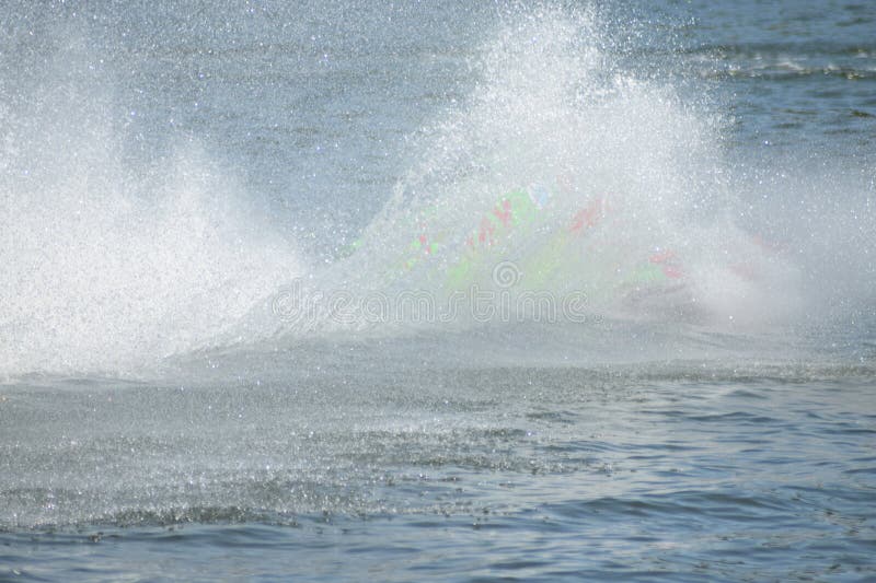 Big Splashing Wave with the Boat Not Even Visible within Stock Image ...