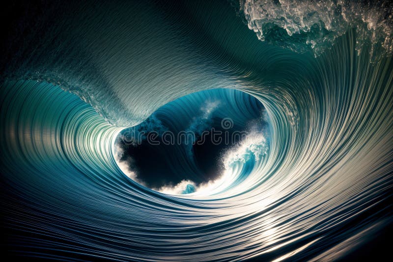 A Large Wave in the Middle of the Ocean. Generative AI Stock ...