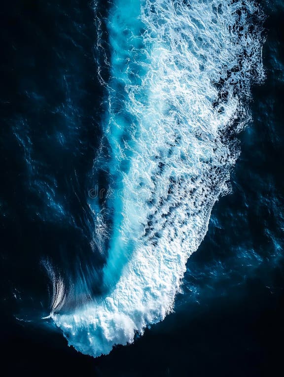 A Large Wave in the Middle of the Ocean at Night Stock Photo - Image of ...