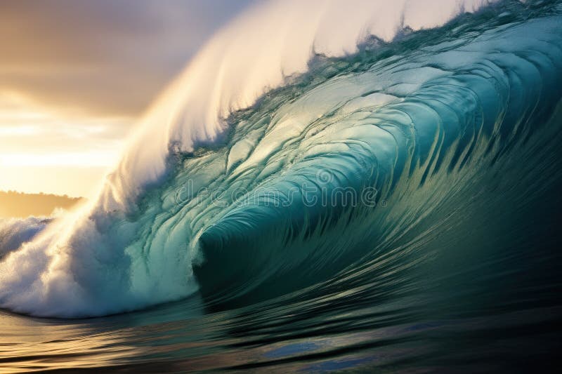 A large wave in the ocean stock illustration. Illustration of nature ...