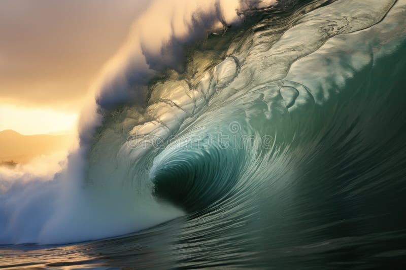 A large wave in the ocean stock illustration. Illustration of blue ...