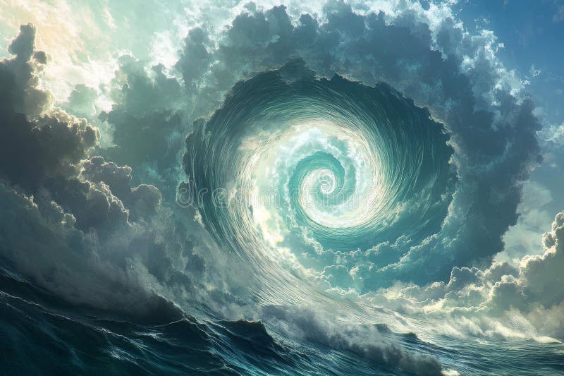 A Large Wave with a Spiral Shape Stock Illustration - Illustration of ...
