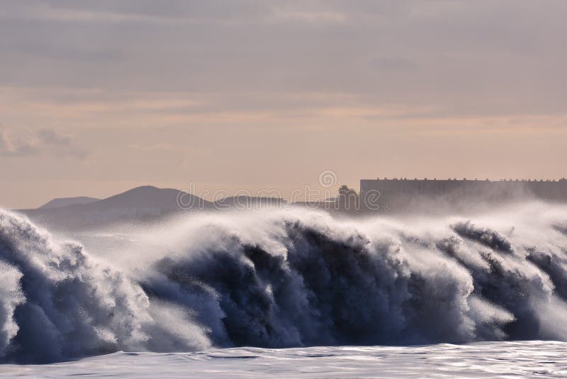 Large Waves Breaking on the Coast Stock Photo - Image of meteorology ...