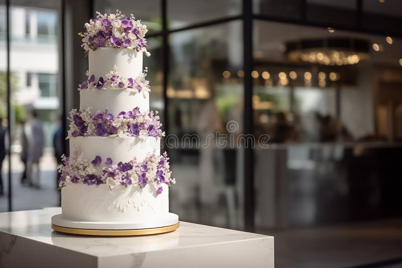 Large Wedding Cake on the Table in the Banquet Hall. Stock Illustration ...