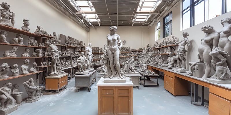 A Large, Well-lit Studio Space Filled with Numerous Plaster Casts of ...