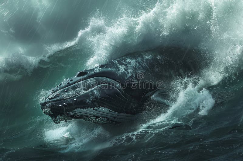 A Large Whale Gracefully Navigates through a Wide Expanse of Water ...