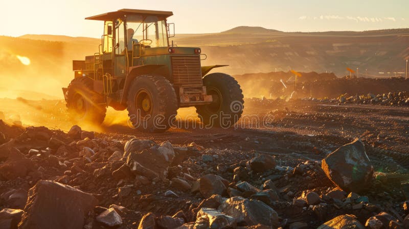 Large Wheel Loader is Driving in Open Pit Mine Stock Image - Image of ...