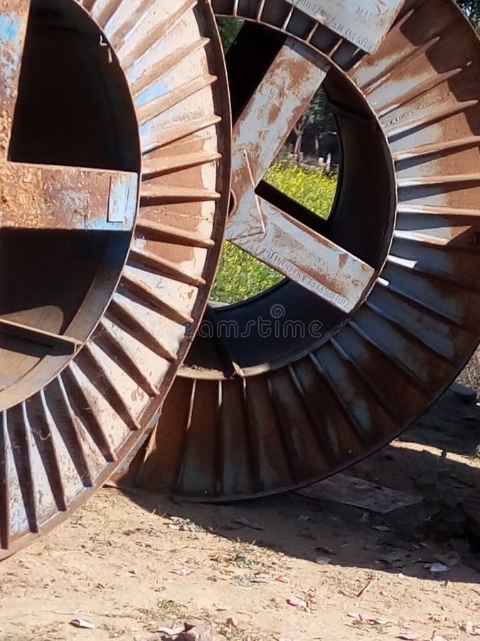Large Wheels for Heavy Working Wire . Stock Image - Image of heavy ...