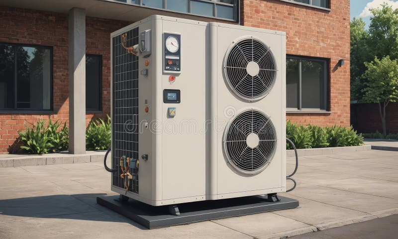 Large White Air Conditioning Unit with Two Fans and Control Panel ...