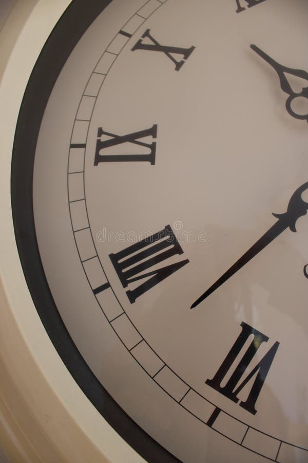 Large White Analog Clock with Roman Numerals Stock Image - Image of ...