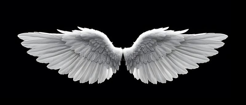 Large White Angel Wings Floating in Darkness Stock Illustration ...
