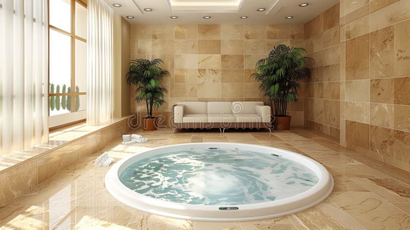 A Large, White Bathtub with a Small, White, Round Jacuzzi Inside Stock ...