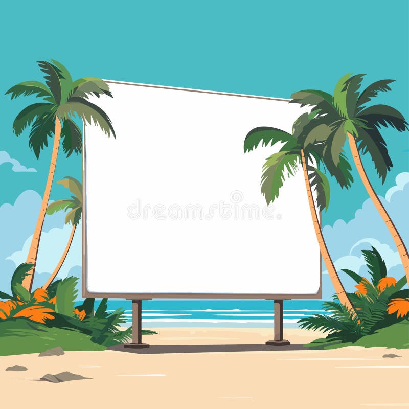Large White Billboard on a Beach Vector Flat Isolated Illustration ...